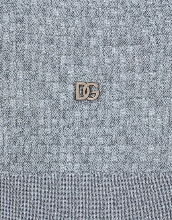 Dolce & Gabbana Stretch Cotton Polo-shirt With Dg Hardware - Azure