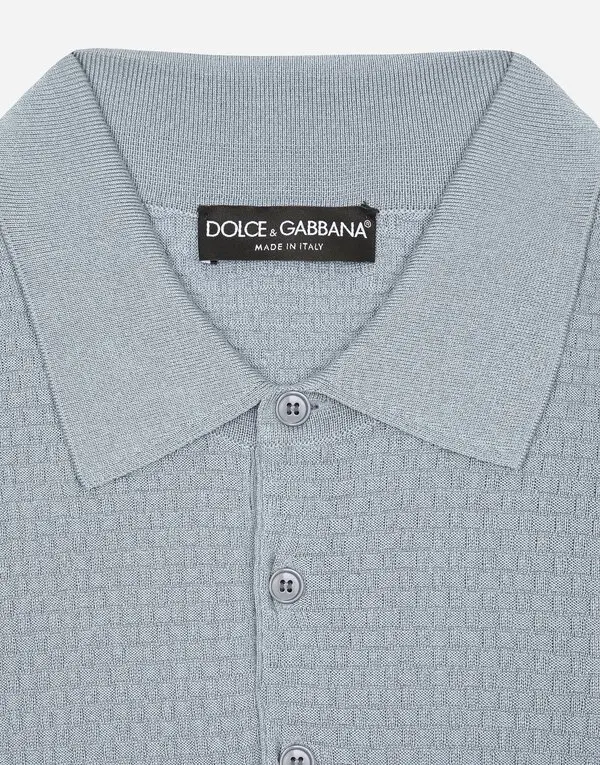 Dolce & Gabbana Stretch Cotton Polo-shirt With Dg Hardware - Azure