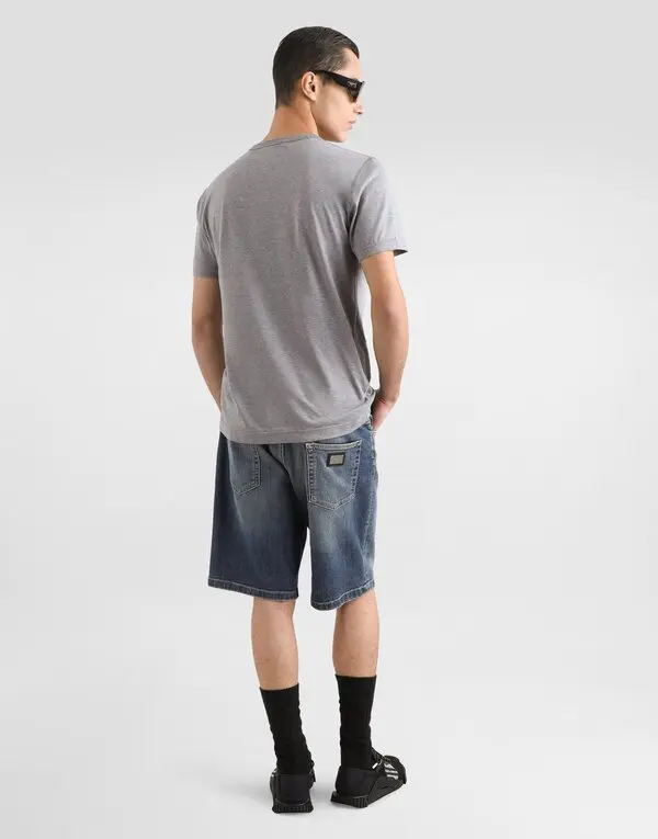 Dolce & Gabbana Cotton T-shirt With Branded Tag - Grey