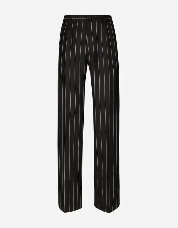 Dolce & Gabbana Straight-leg Pinstripe Trousers - Black