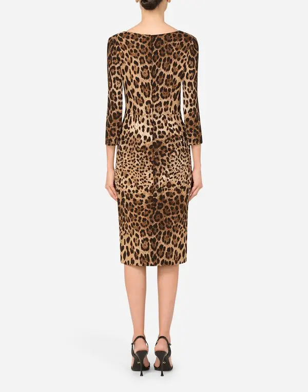 Dolce & Gabbana Leopard-print Cady Midi Dress - Multicolor