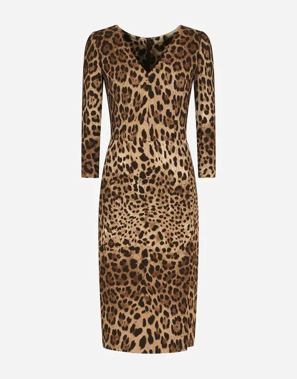 Dolce & Gabbana Leopard-print Cady Midi Dress - Multicolor