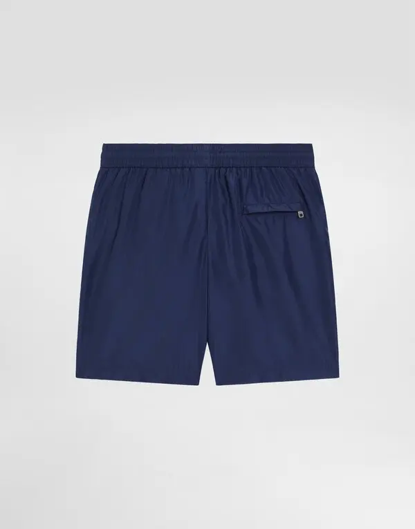 Dolce & Gabbana Mid-length Swim Trunks With Branded Plate - Blue