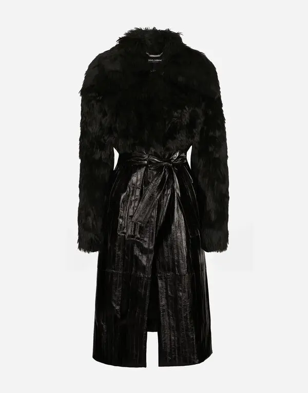 Dolce & Gabbana Alpaca And Eel Skin Belted Coat