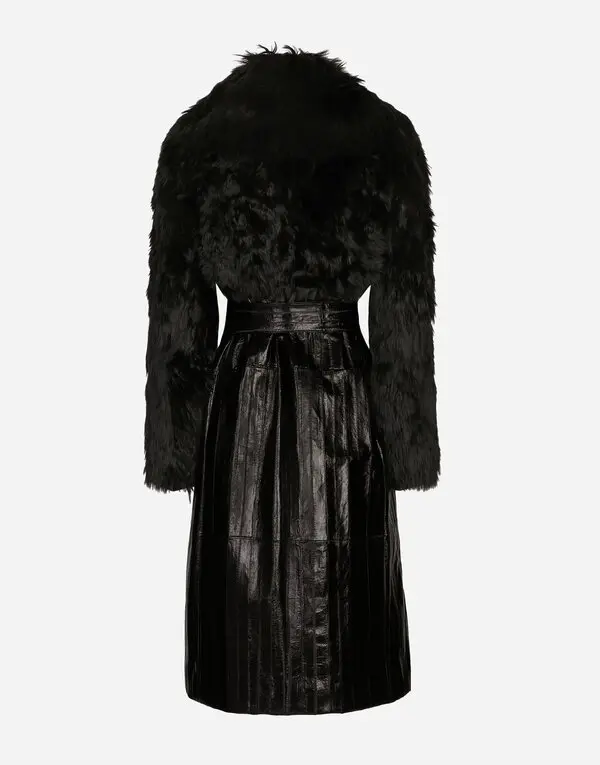 Dolce & Gabbana Alpaca And Eel Skin Belted Coat