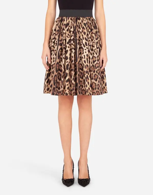 Dolce & Gabbana Leopard-print Poplin Circle Skirt
