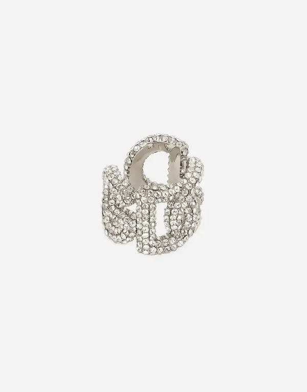 Dolce & Gabbana Rhinestone Ring With Dg Logo