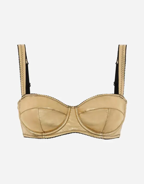 Dolce & Gabbana Foiled Jersey Balconette Bra - Gold