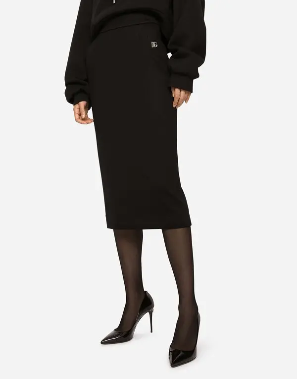 Dolce & Gabbana Milano Rib Midi Skirt - Black
