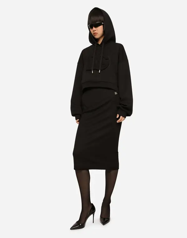 Dolce & Gabbana Milano Rib Midi Skirt - Black