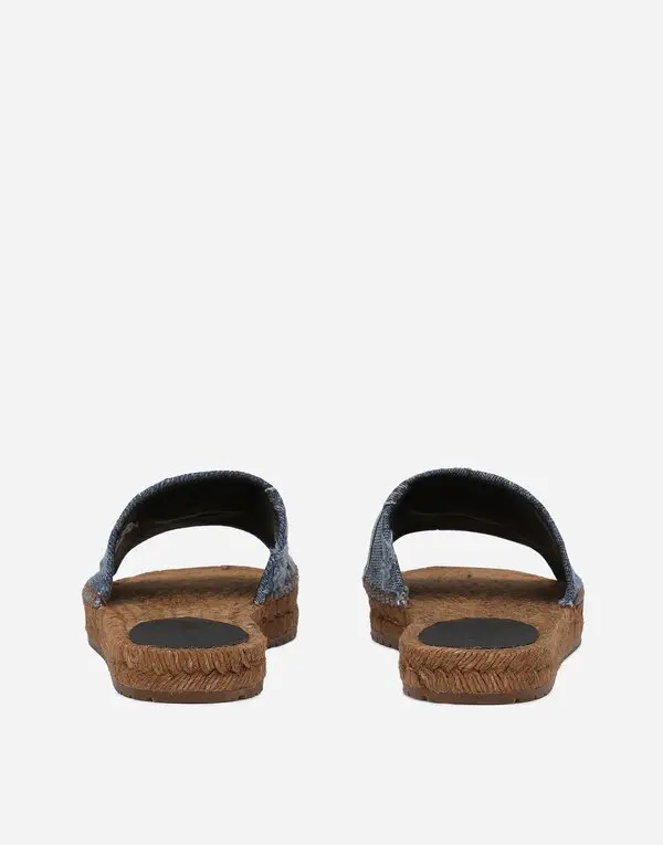Dolce & Gabbana Patchwork Denim Espadrille Slides