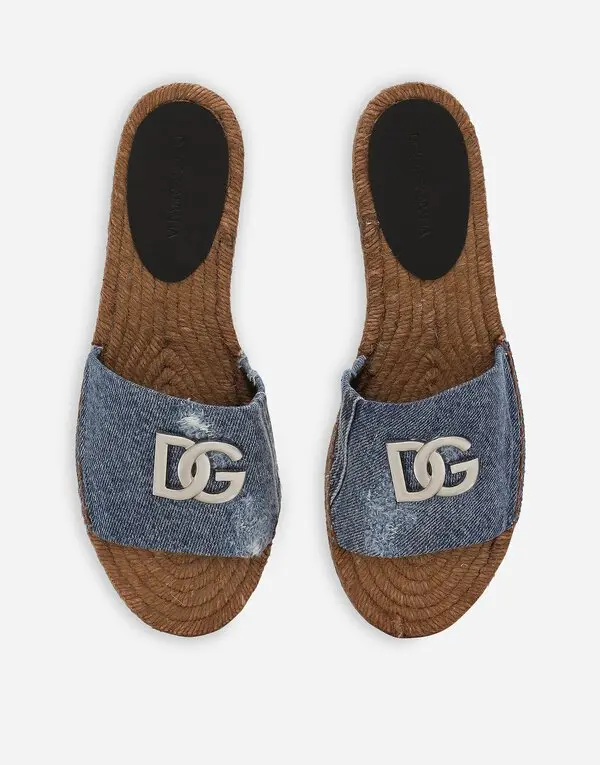Dolce & Gabbana Patchwork Denim Espadrille Slides