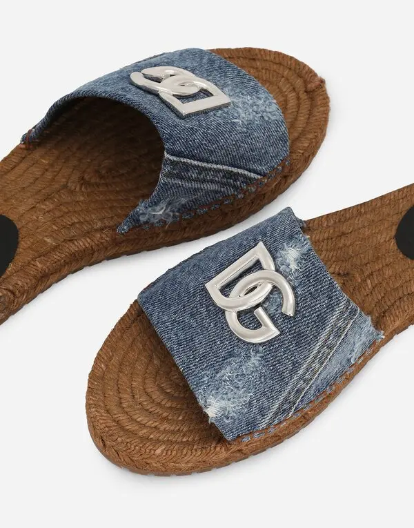 Dolce & Gabbana Patchwork Denim Espadrille Slides
