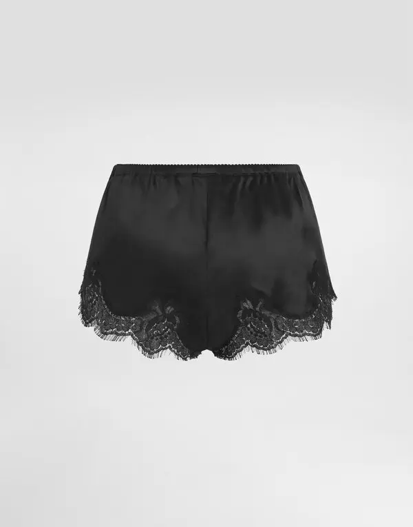 Dolce & Gabbana Elastic Waist Silk Satin Shorts - Black