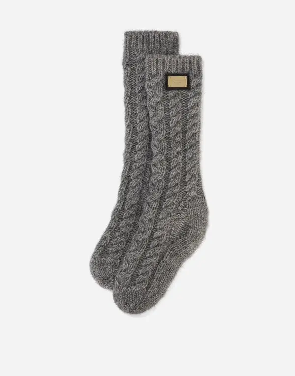 Dolce & Gabbana Wool Calf Socks With Logo Tag