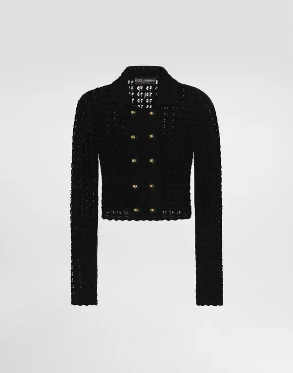 Dolce & Gabbana Short Double-breasted Crochet Jacket - Black