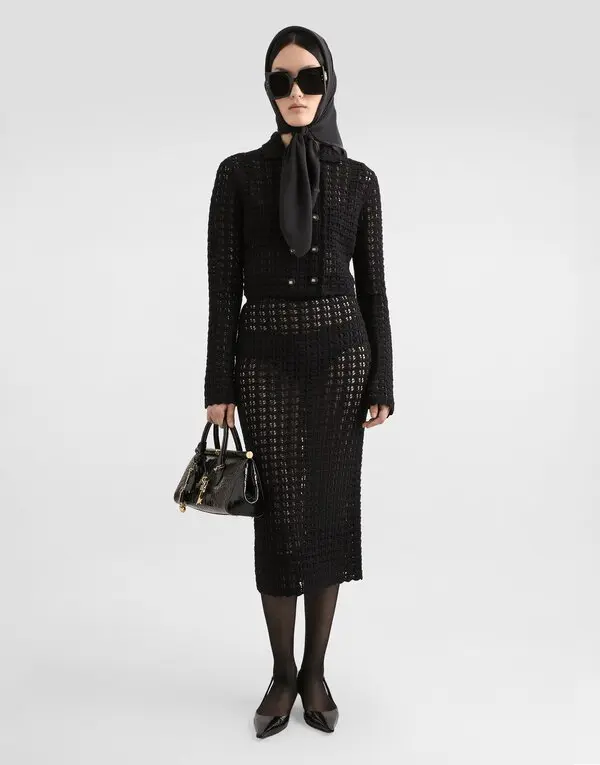 Dolce & Gabbana Short Double-breasted Crochet Jacket - Black