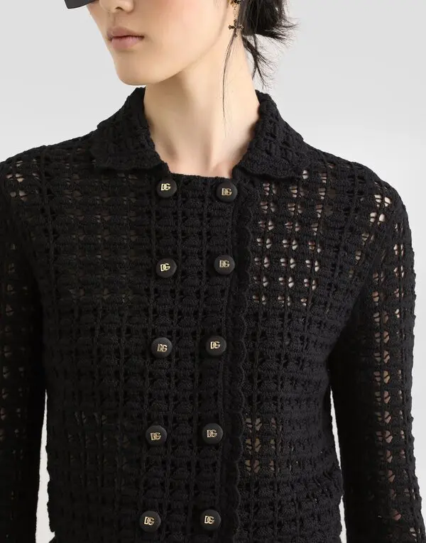 Dolce & Gabbana Short Double-breasted Crochet Jacket - Black
