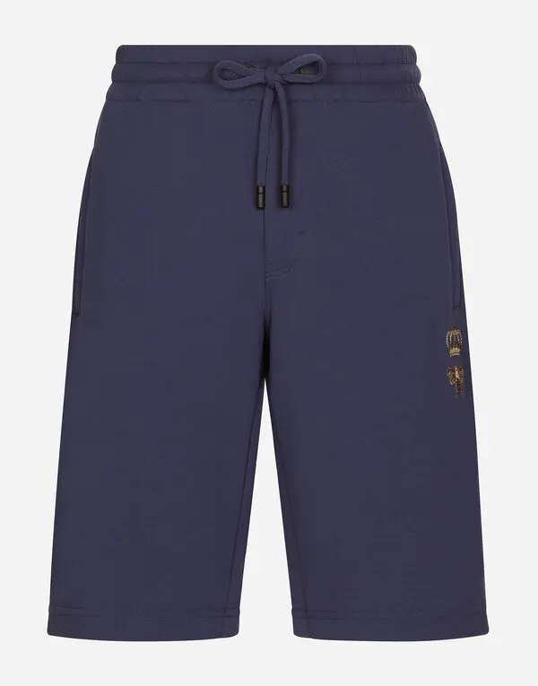 Dolce & Gabbana Jersey Jogging Shorts With Embroidery - Blue