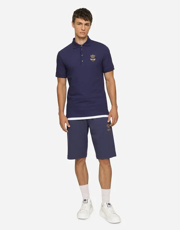 Dolce & Gabbana Jersey Jogging Shorts With Embroidery - Blue