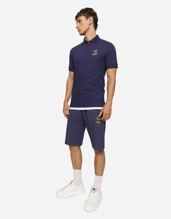 Dolce & Gabbana Jersey Jogging Shorts With Embroidery - Blue