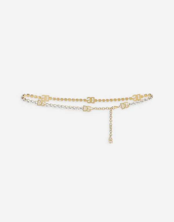 Dolce & Gabbana Rhinestone Embellished Belt - Gold