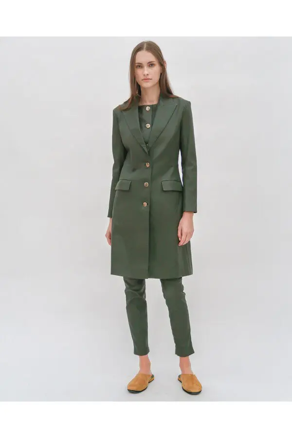 Rosetta Getty Peak Lapel Leather Coat