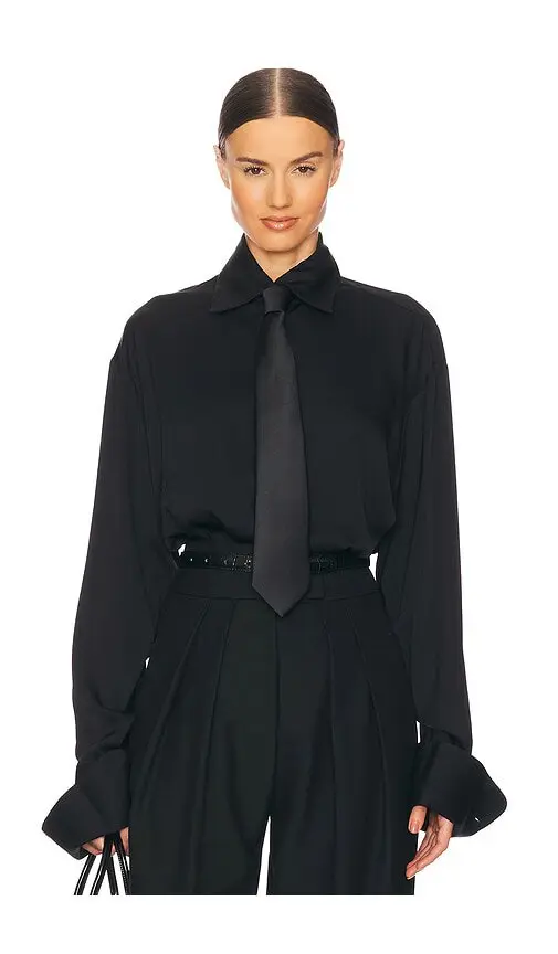 HELSA The Relaxed Silk Shirt - Black