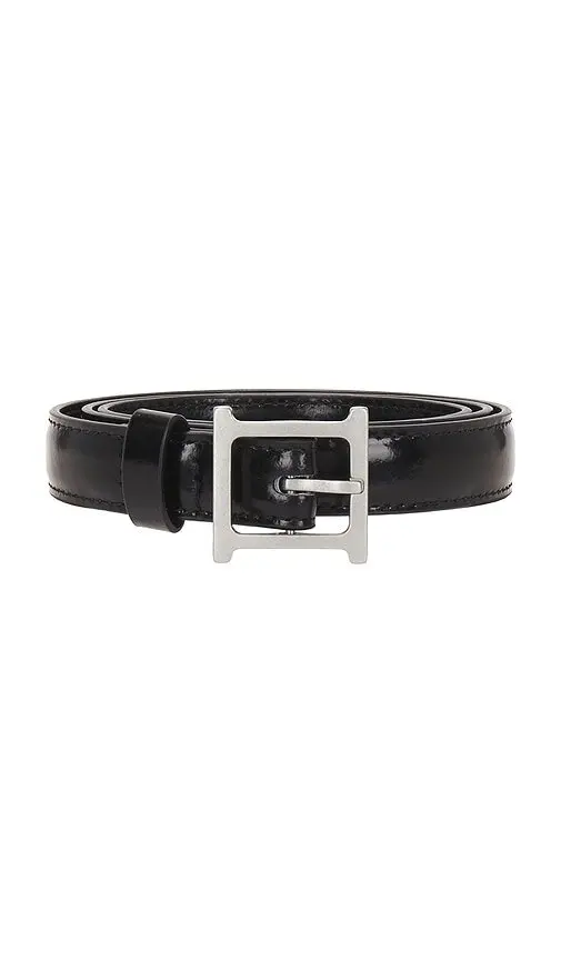 Helsa Logo Contrast Leather Belt - Black - 5% Off | Editorialist display picture 3