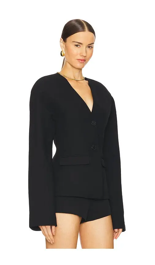 EAVES Gal Polished Crepe Blazer - Black