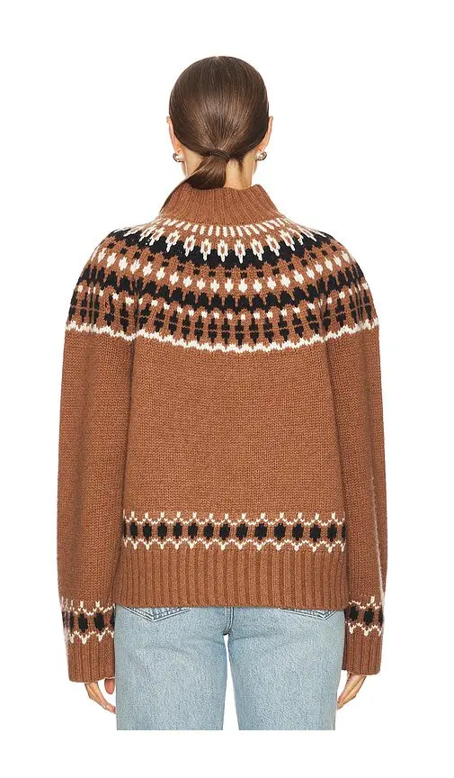 EAVES Fair Isle Knit Sweater - Brown Multi