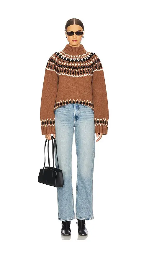 EAVES Fair Isle Knit Sweater - Brown Multi