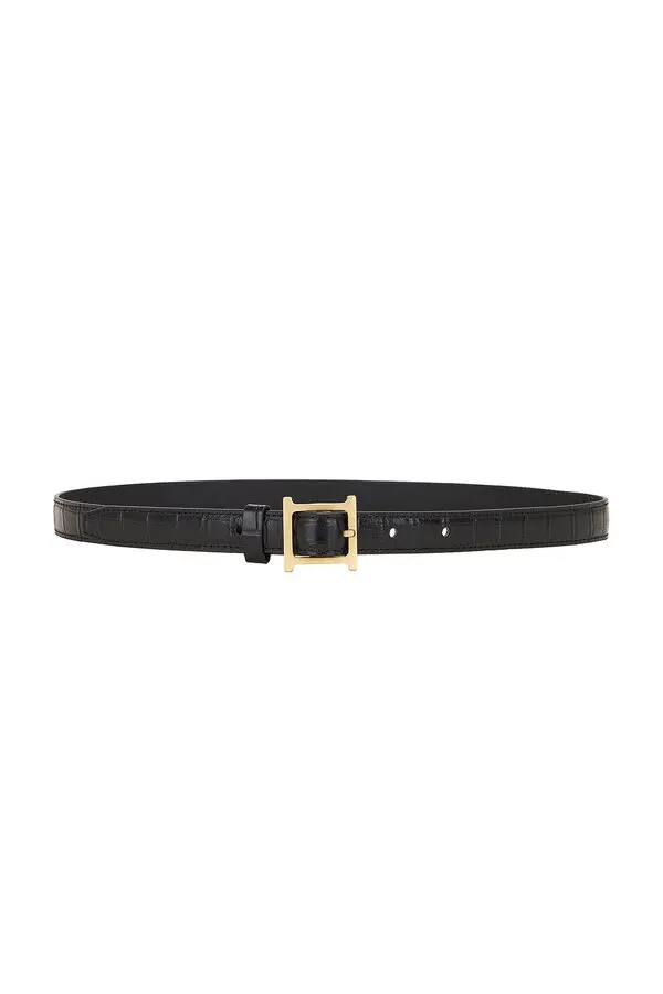 HELSA Logo Mini Waist Belt - Black Croco & Gold