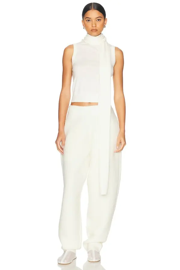 HELSA Charlee Knit Scarf Top - Ivory