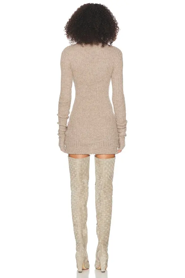 Helsa Lauren Mini Knit Dress in Beige - Size L