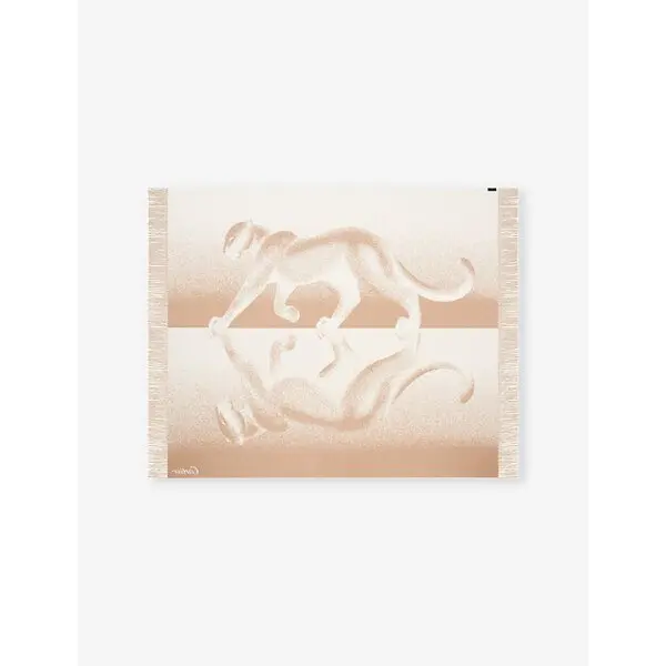 Cartier Panthère De Logo-embroidered Cashmere Blanket - Beige