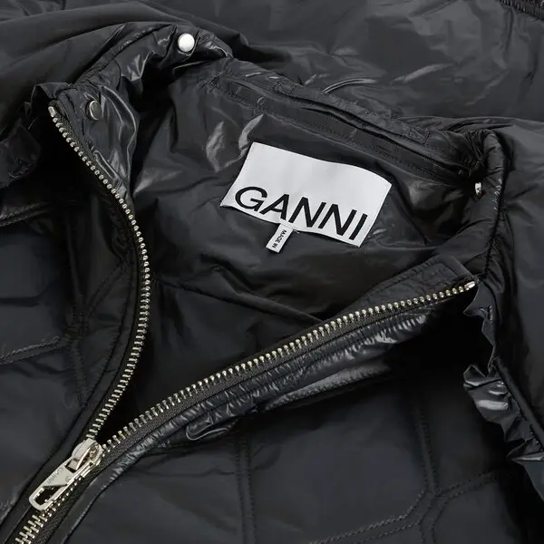 GANNI Shiny Quilt Midi Jacket