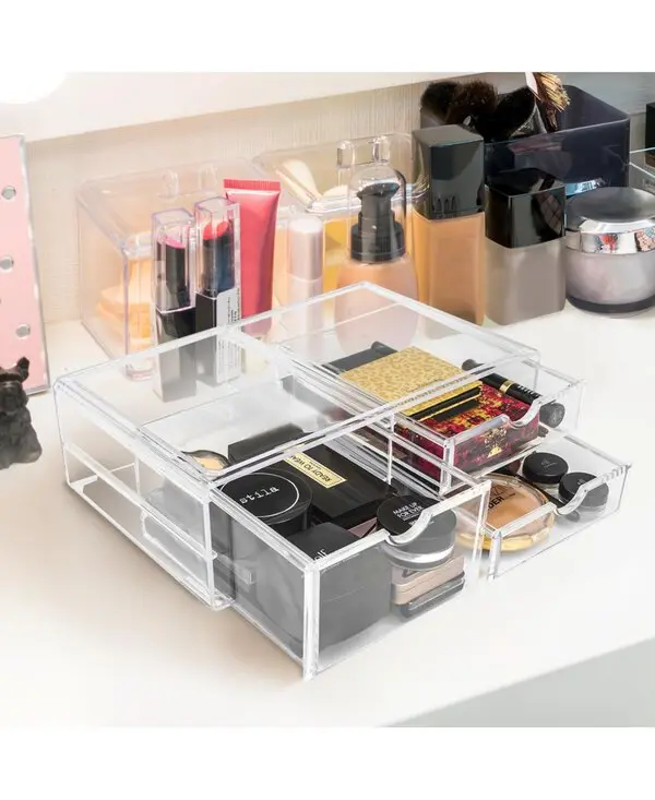 SORBUS 3 Large Stackable Acrylic Drawers