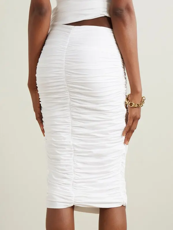 MAYGEL CORONEL Dasos Ruched Midi Skirt - Neutrals