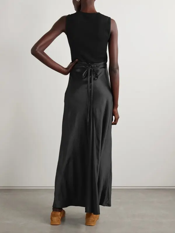 Proenza Schouler White Label Charlotte Jersey-Paneled Satin Maxi Dress In  Black - 60% Off | Editorialist