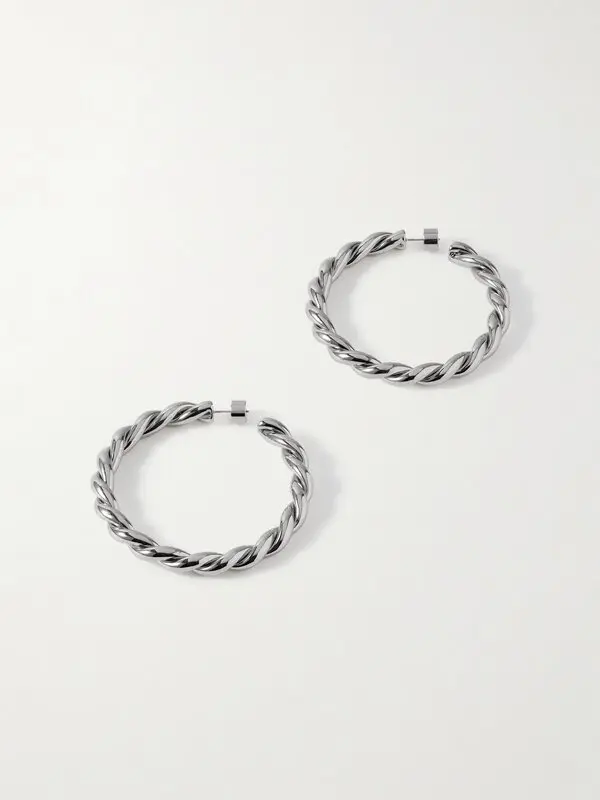 JENNIFER FISHER 2" Twisted Lilly Hoop Earrings - Silver