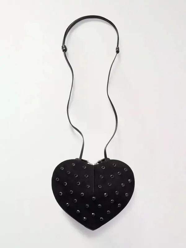 Alaïa Le Coeur Crystal-embellished Suede Shoulder Bag