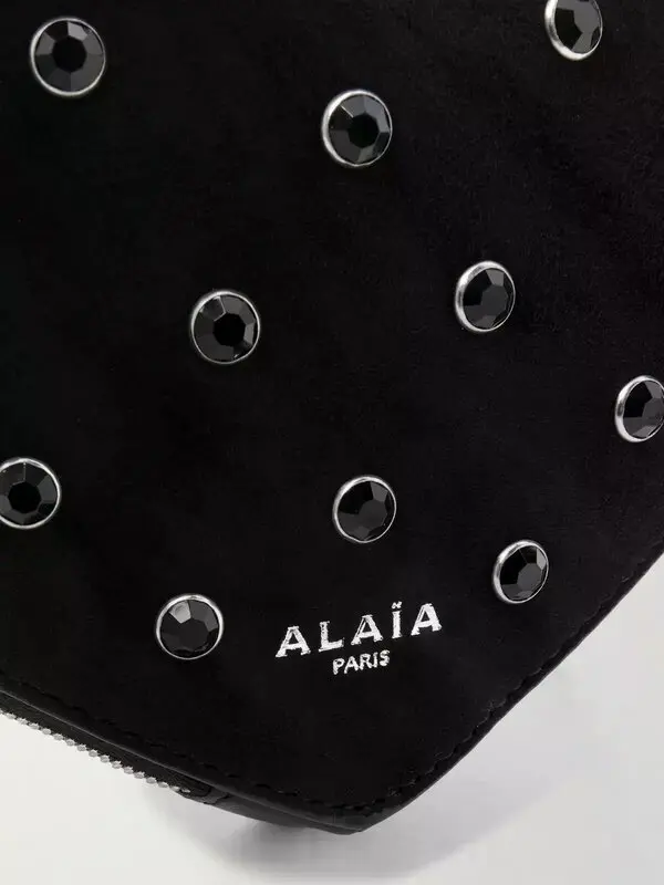 Alaïa Le Coeur Crystal-embellished Suede Shoulder Bag