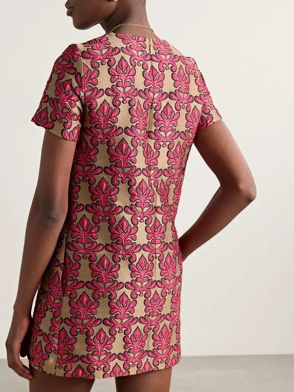 La DoubleJ Mini Swing Cotton-blend Jacquard Mini Dress - Pink