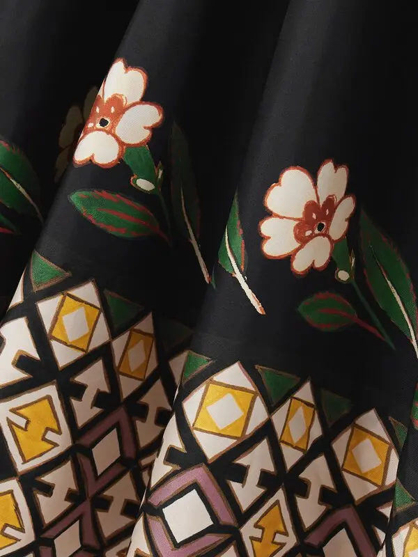 La DoubleJ Magnifico Printed Silk-twill Maxi Dress - Black