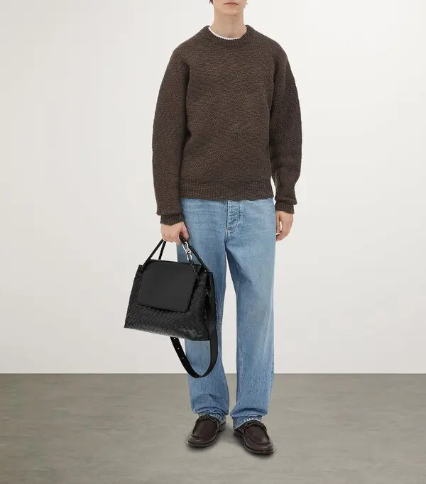 Bottega Veneta Medium Andiamo Messenger Bag - Grey