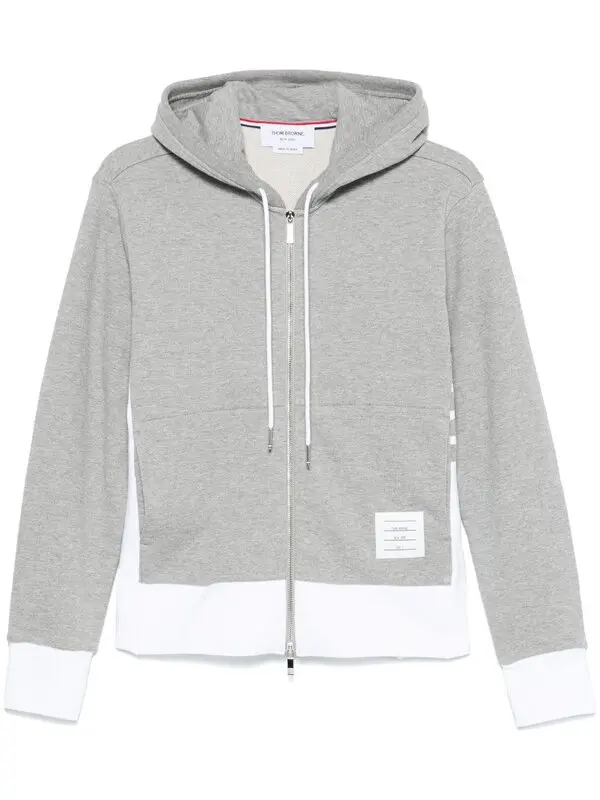 Thom Browne Loopback 4-bar Zip-up Hoodie - Grey