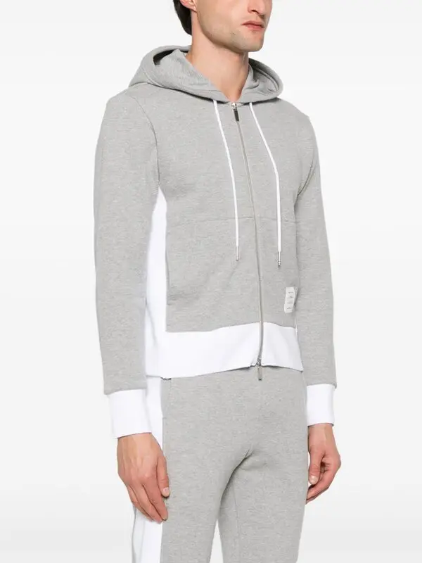 Thom Browne Loopback 4-bar Zip-up Hoodie - Grey