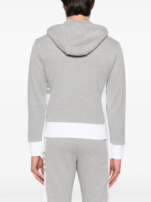 Thom Browne Loopback 4-bar Zip-up Hoodie - Grey