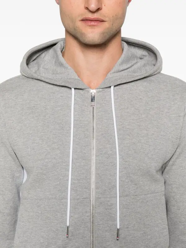 Thom Browne Loopback 4-bar Zip-up Hoodie - Grey